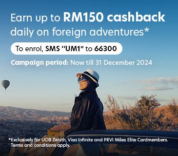 Earn up to RM150 cashback daily on foreign adventures*