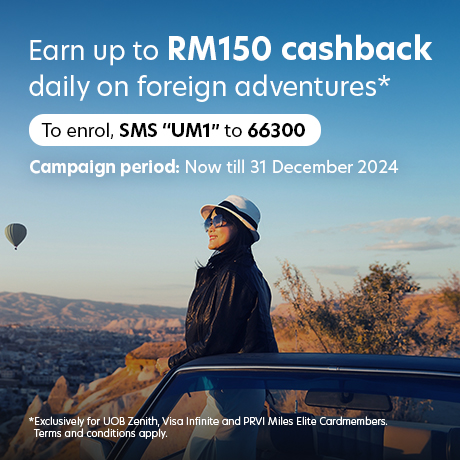 Earn up to RM150 cashback daily on foreign adventures*